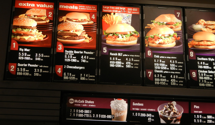 Fast Food Menus With Calories Included Mcdonalds